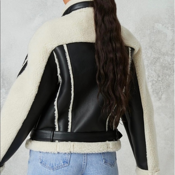 Missguided | Jackets & Coats | Missguided Premium Borg Belted Aviator ...